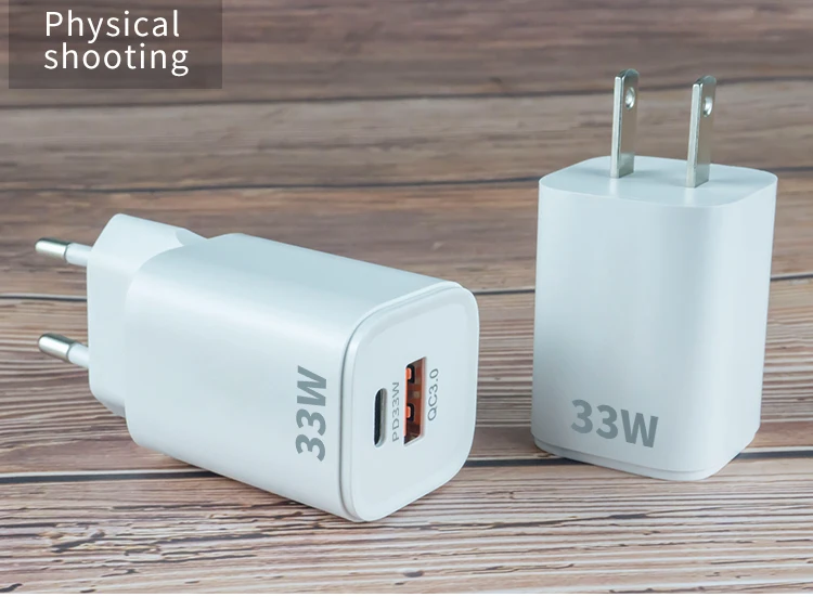 33W Dual Ports Fast Charger 33W QC Type C Wall Charger US EU Plug ...