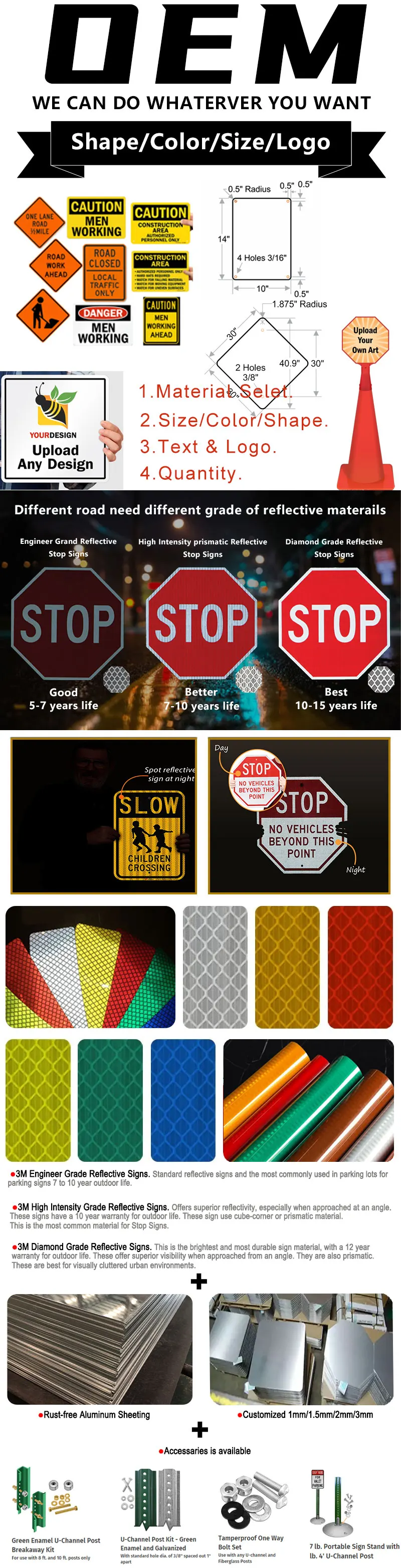 Custom Road Construction Signs - High Visibility & Durability