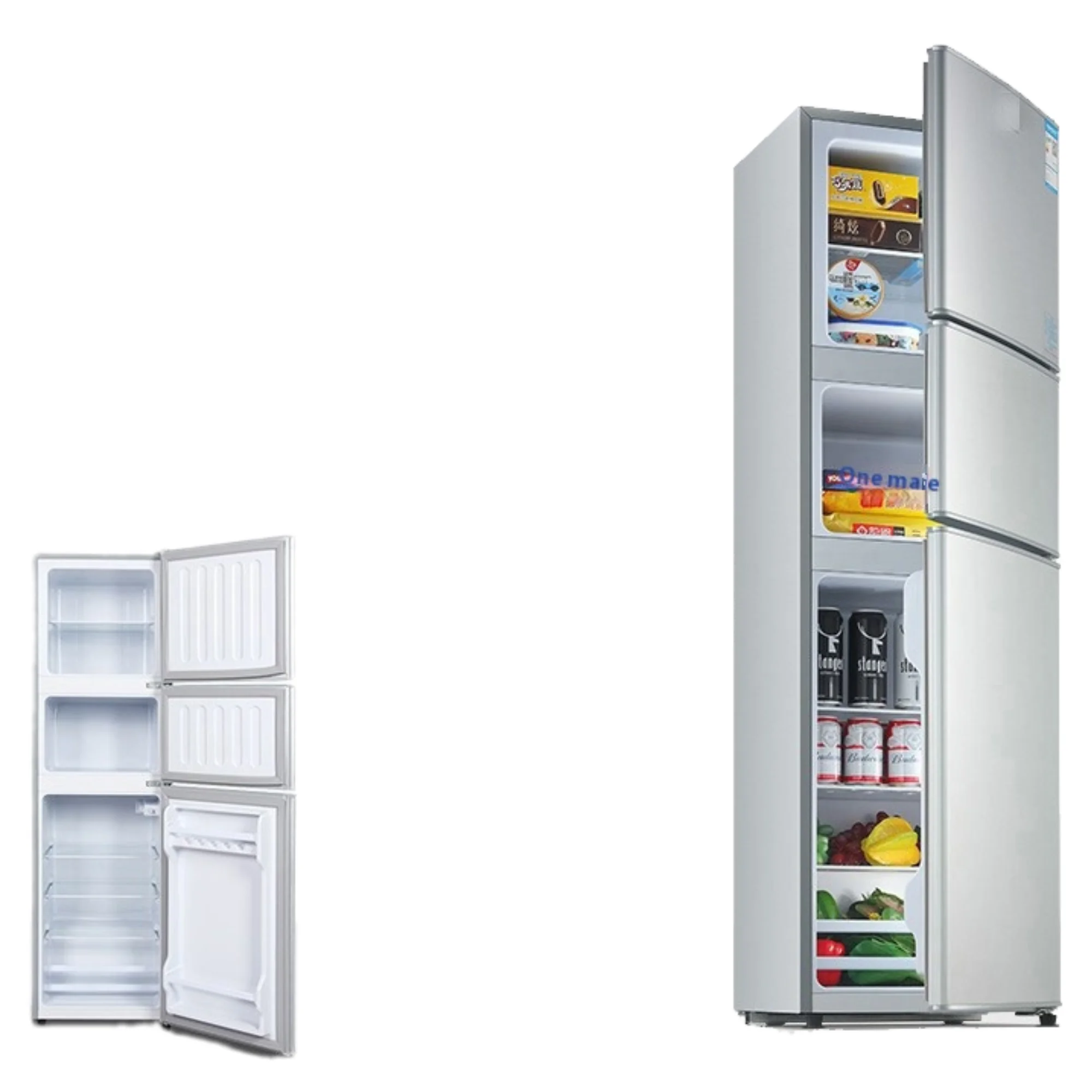 206 Litre Three-door Refrigerator Home Freezer Bottom Freezer Large ...