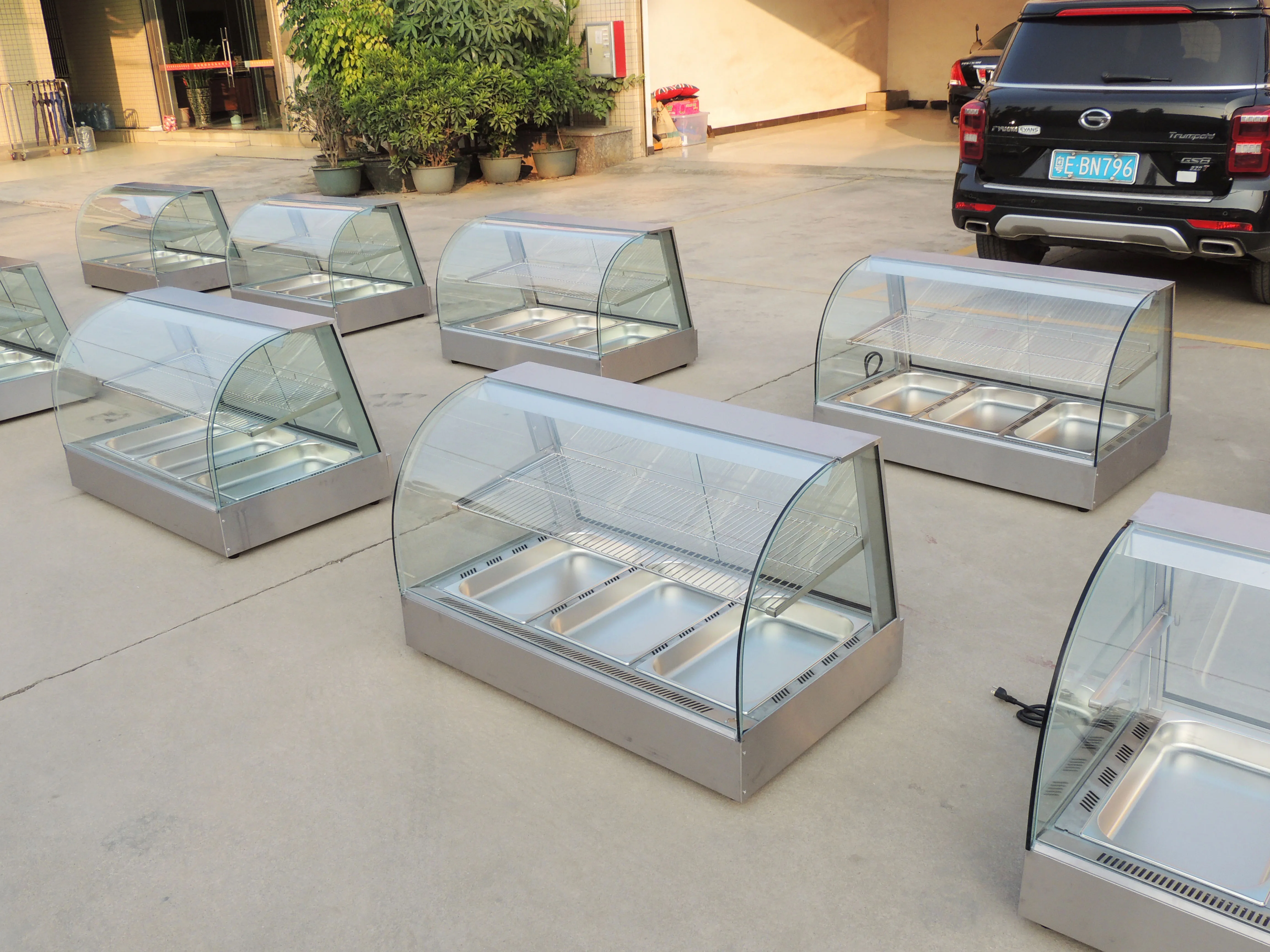 Cosbao Glass Warming Showcase - Perfect for Outdoor Food Kiosks