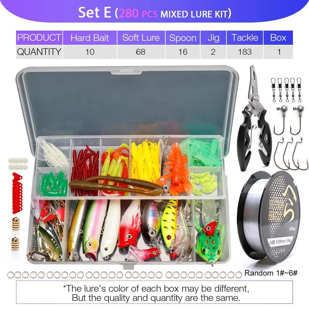 Wholesale Fishing Lures Kit With Plastic Box Multiple Mix Black Minnow Crankbait Soft Lure ...