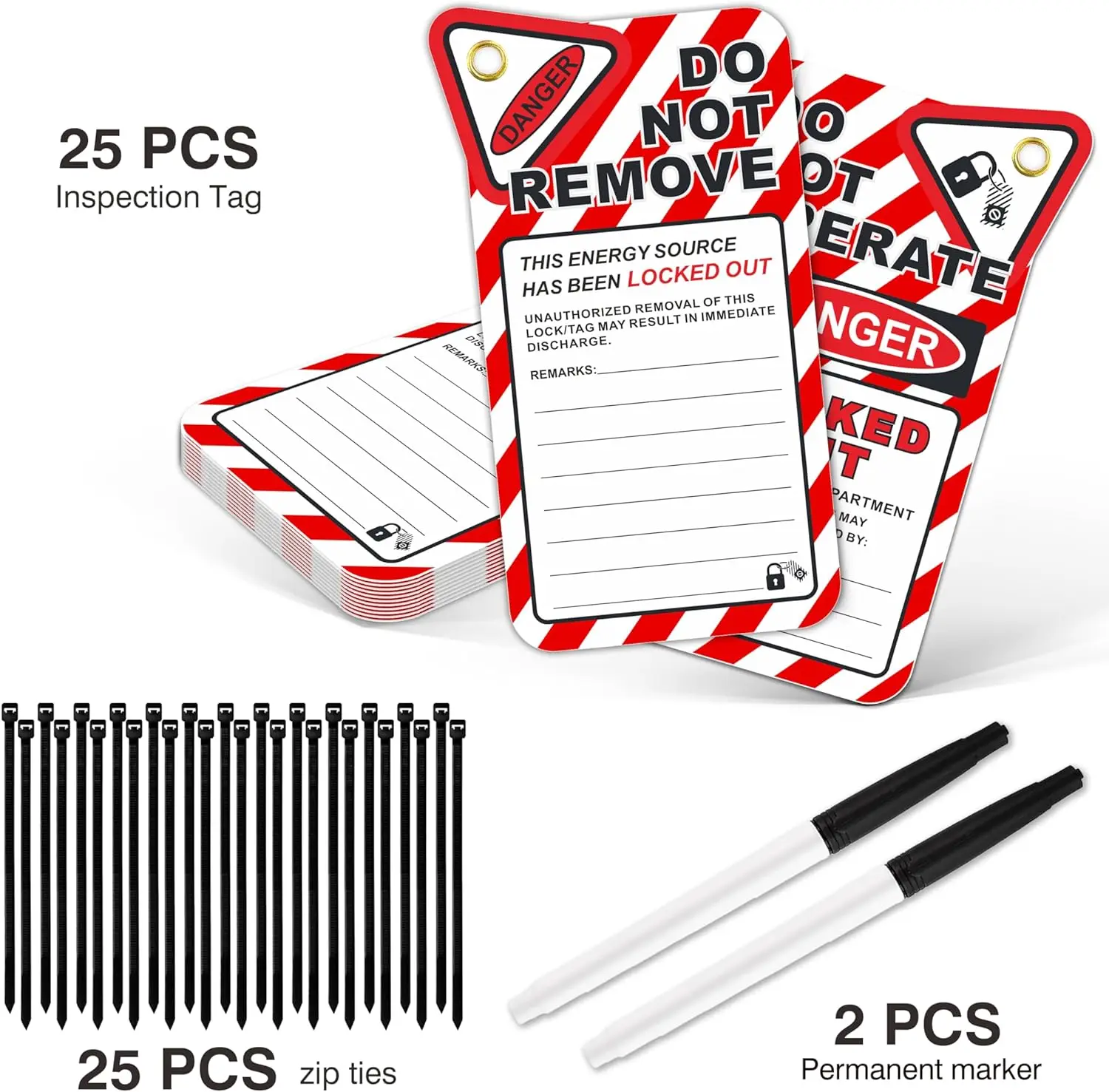 Red Warning Safety Lockout Tagout Tags for Lockout Out of Service ...