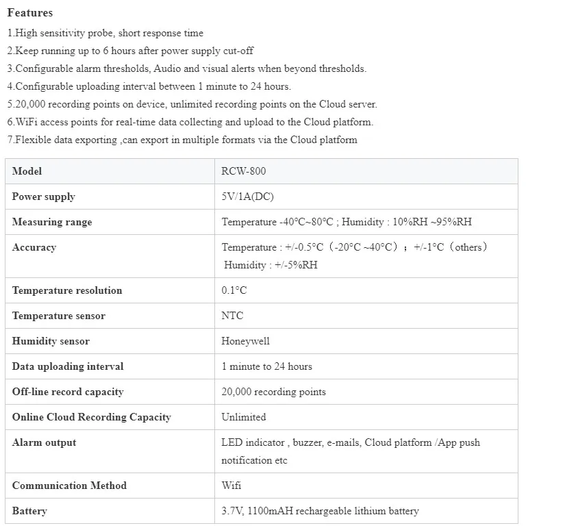 Elitech Rcw-800 Wifi (external) Wireless Elitech Data Logger ...