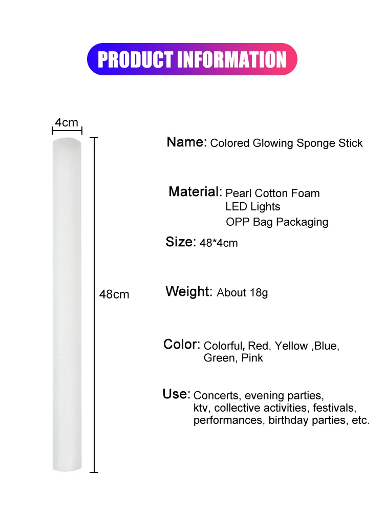 2023 Flashing Led Foam Stick Multi Color Changing Foam Led Light Up ...