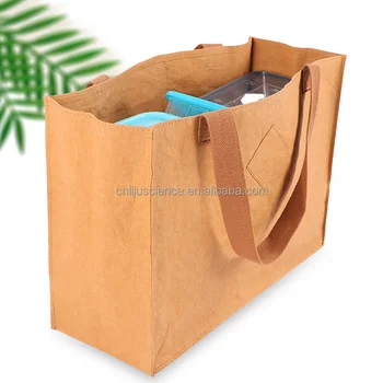 Large Size Recyclable Plain Tote Shopping Bag Waterproof Washable Kraft ...