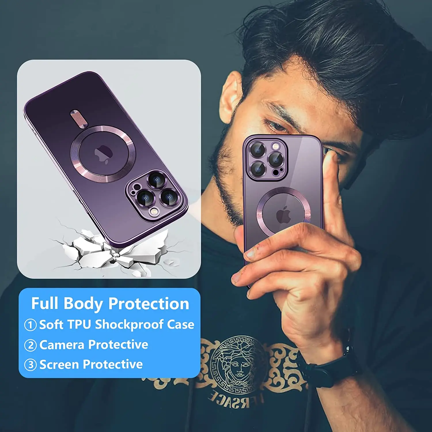 Luxury Clear Magnetic Case For Iphone 14 Pro Max Magnet Case Support ...