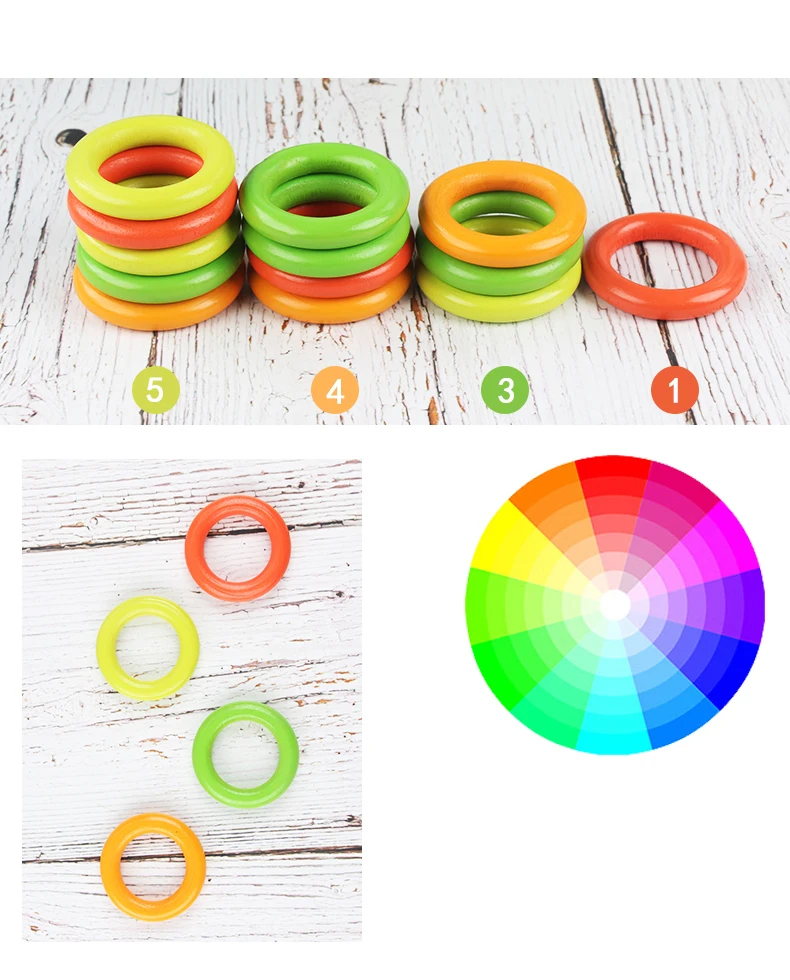 Kids Outdoor Indoor Wooden Rainbow Ring Toss Game Exercise Hand Eye ...
