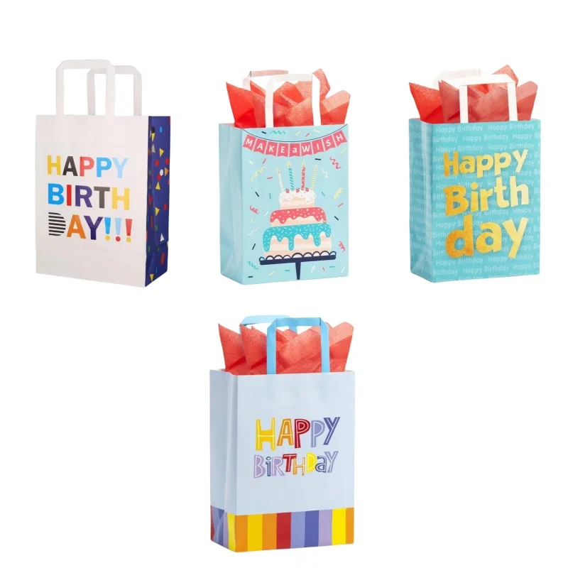 Customized Happy Birthday Top Sale Vintage Birthday Gift Wrap Bag Guft ...