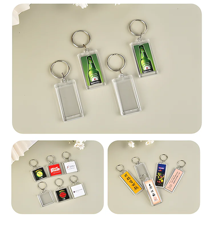 Custom DIY Key Chain Keyring - Clear Acrylic Photo Frame