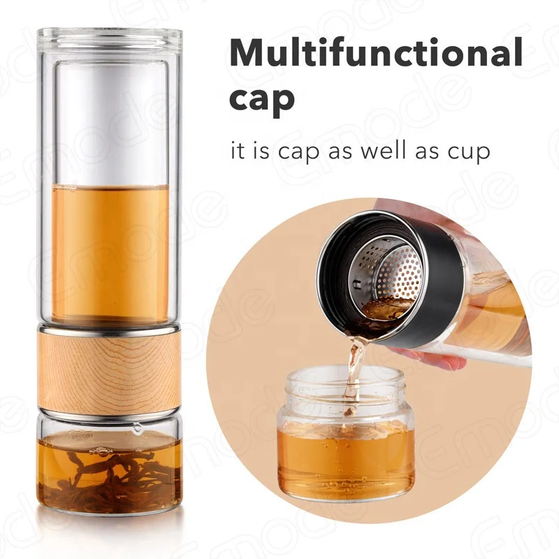 Double Wall Glass Water Bottle with Tea Infuser - 304 Stainless Steel