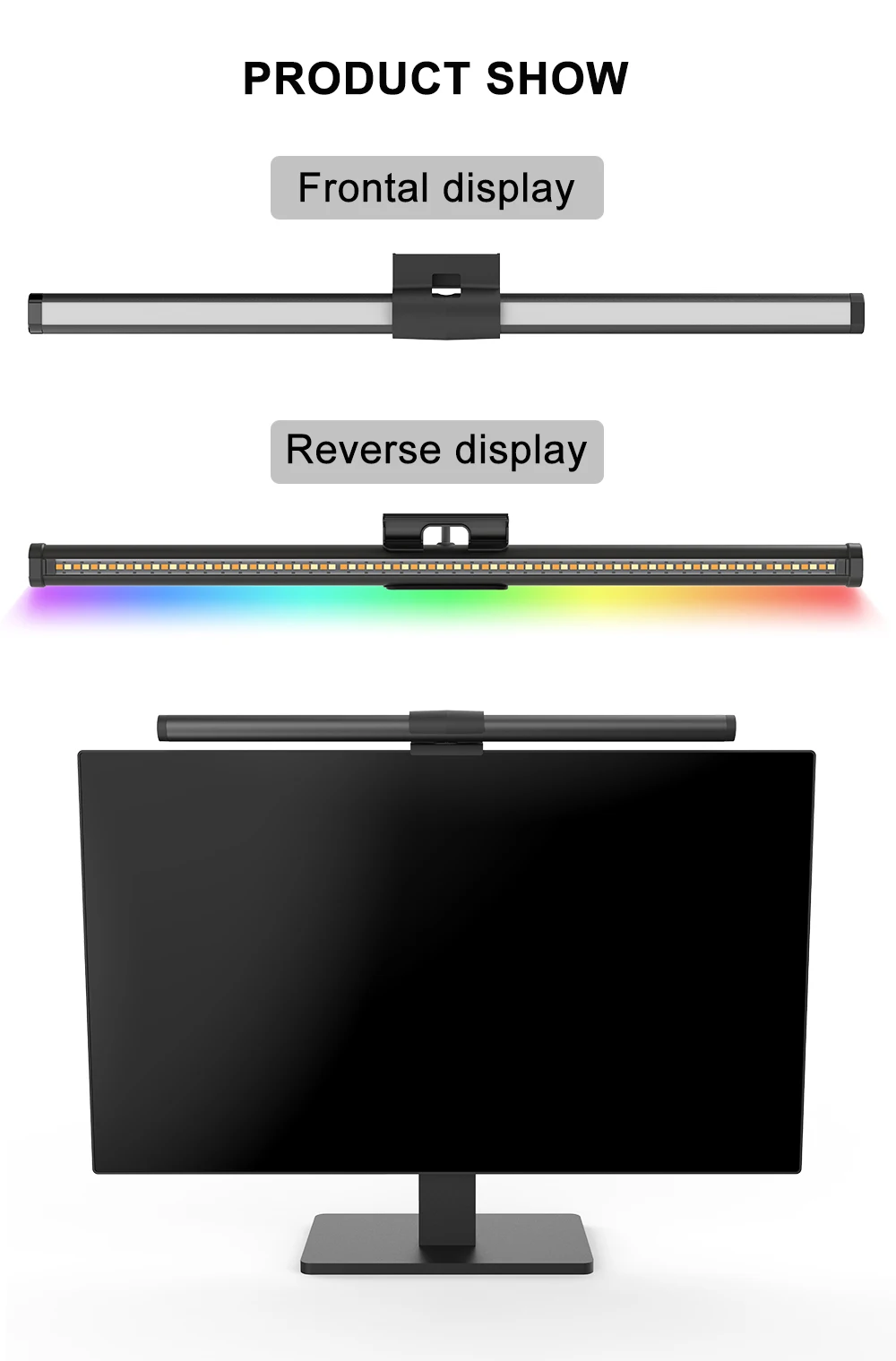 RGB LED Light Bar Monitor for Gaming Touch Control Display with Remote ...