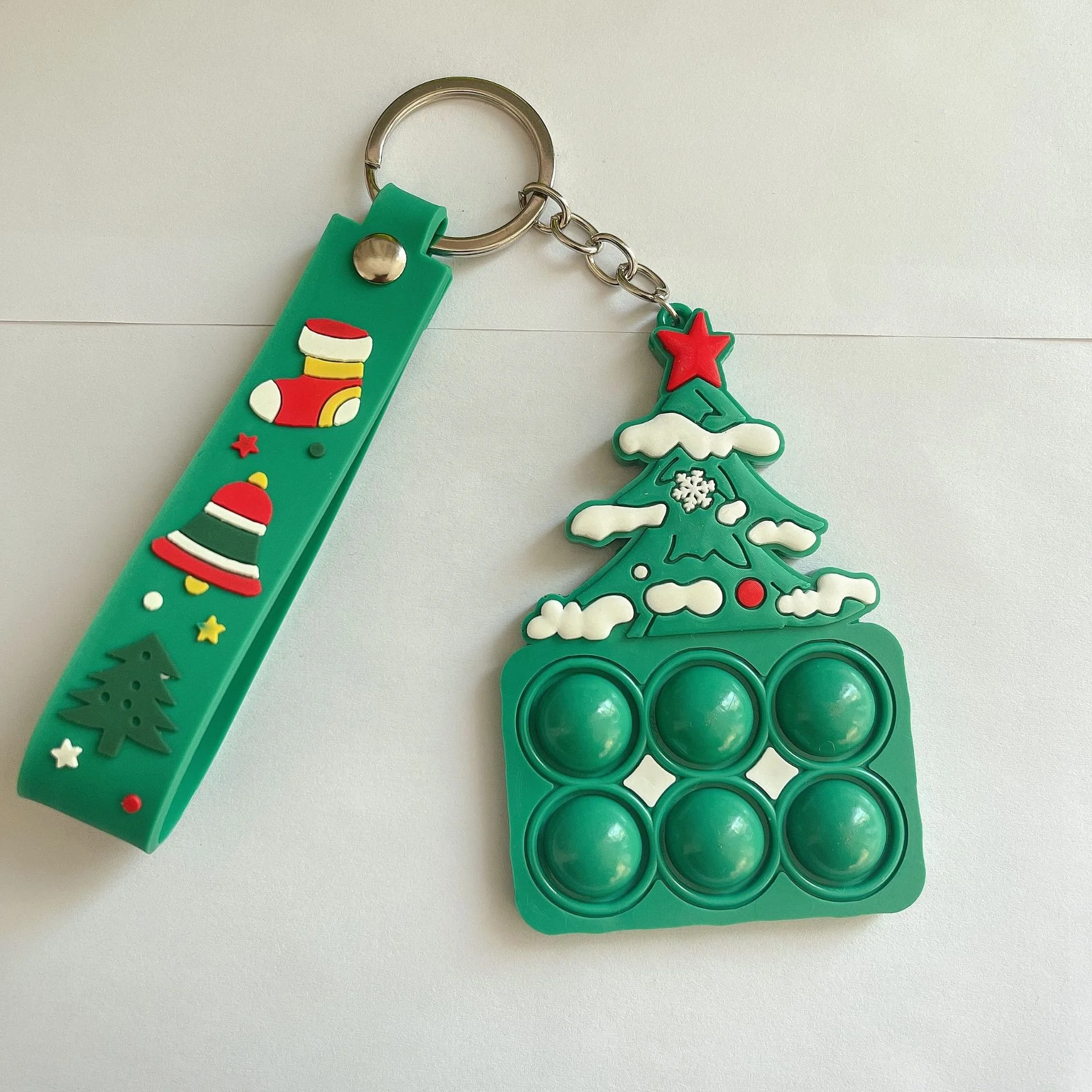 Simple Fidget Buttons Keychain Toy Popping Keyring Bubble Push It Key ...