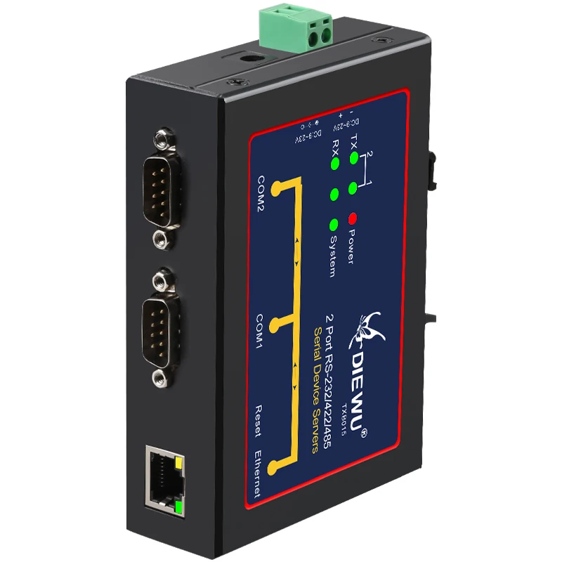 Dinrail Ethernet To 2 Port Rs232 Rs422 Rs485 Serial Device Servers Tcp ...