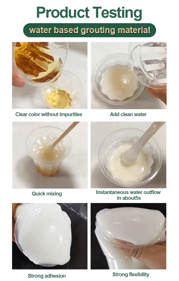 Pu Injection Grouting Chemical Grout Hydrophilic Polyurethane Grouting ...