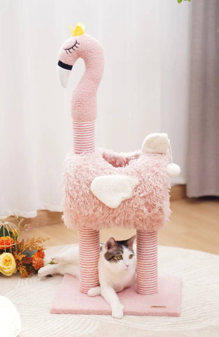 Flamingo Cat Climbing Tree Sisal Scratching Post Cat Grinding Toy ...