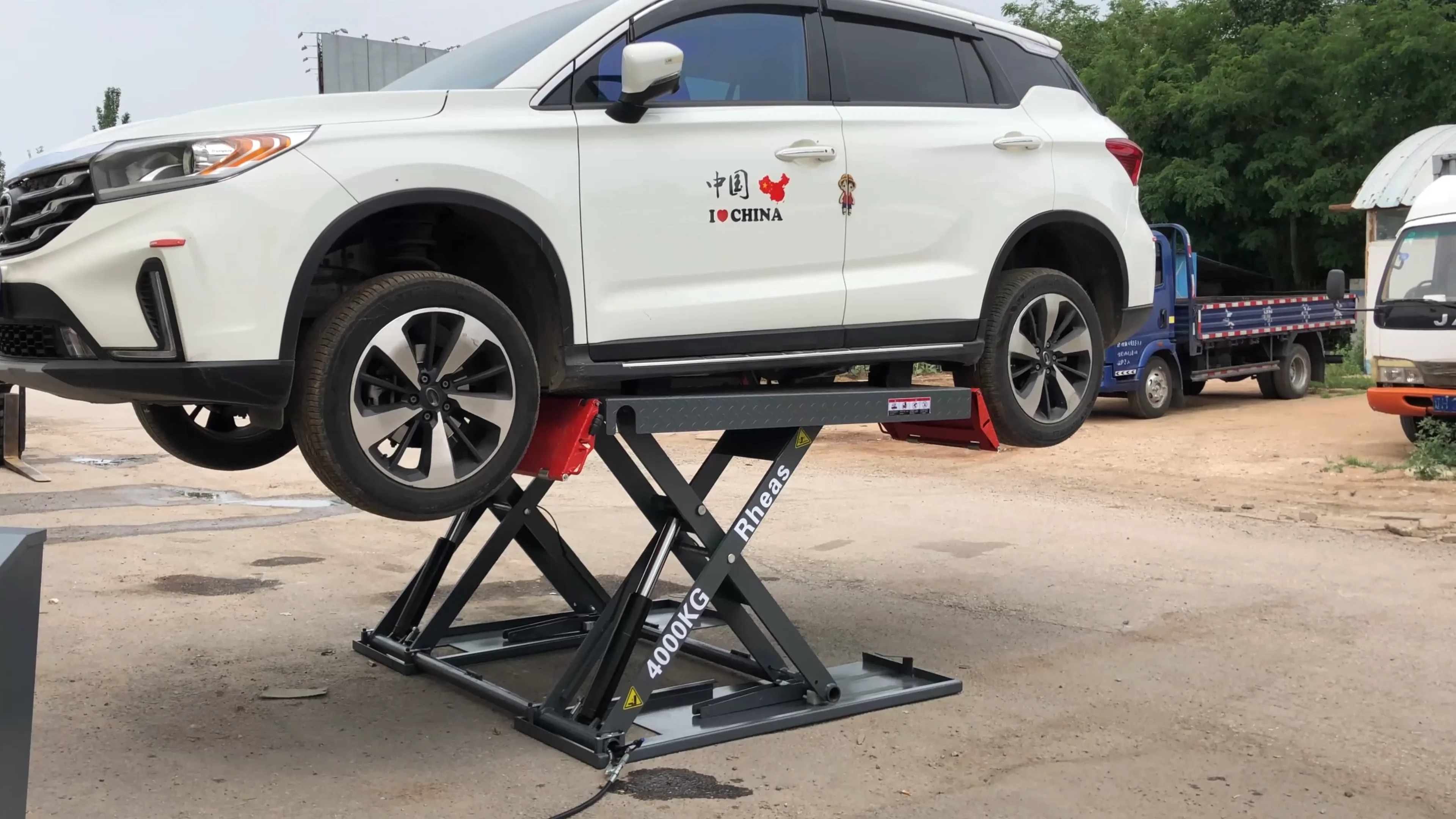 4000kg Hydraulic Scissor Lift Mid-position Scissor Car Lift Double ...