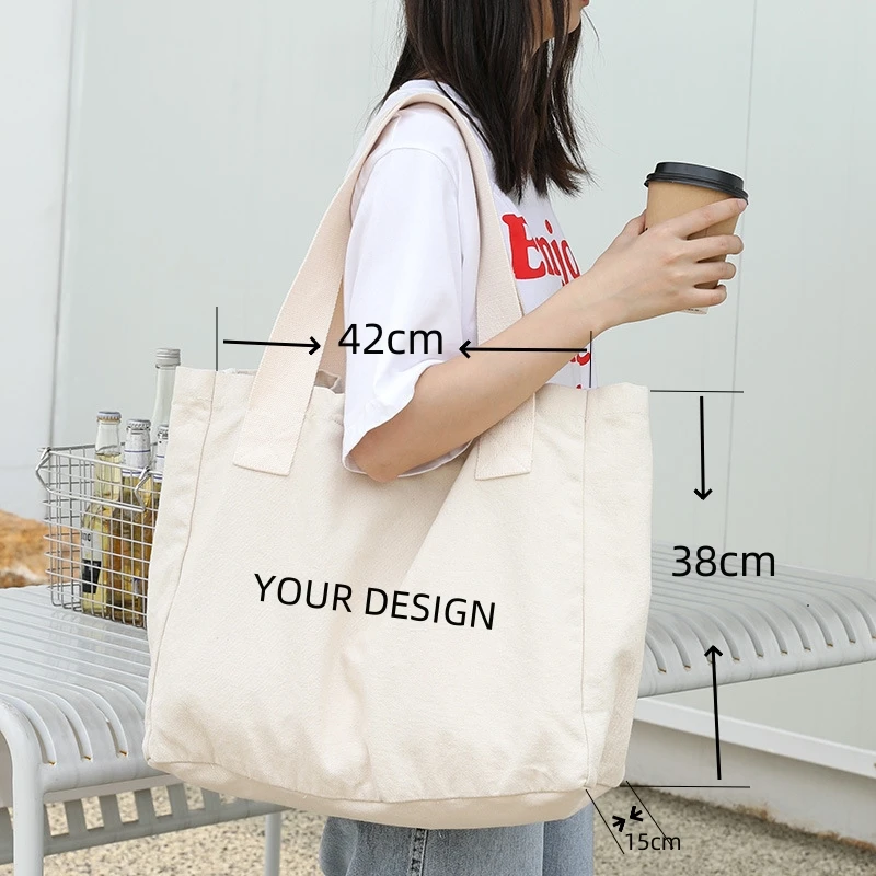 Natural Extra Large Canvas Tote Bag With Logo Printing For Shopping ...