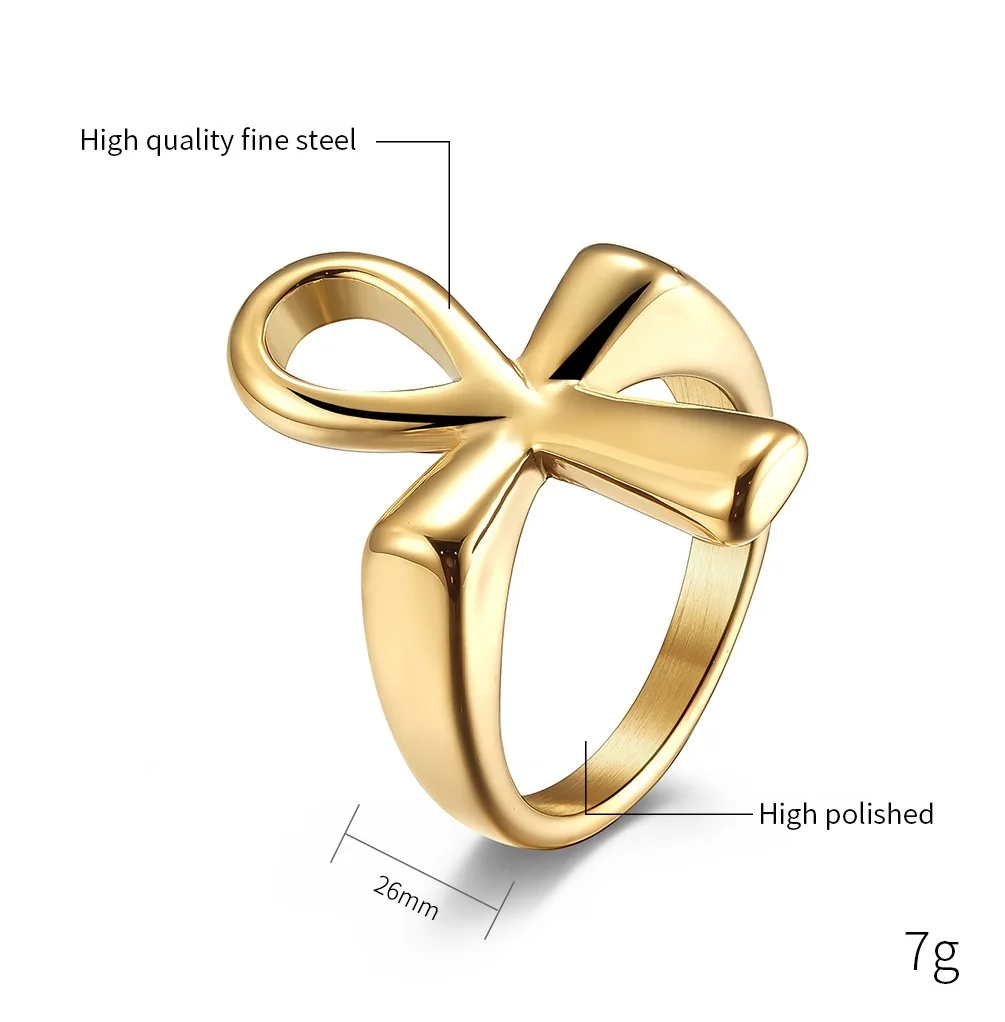 Hot Sale Ancient Egyptian Anka Cross Stainless Steel Ring Plated With ...