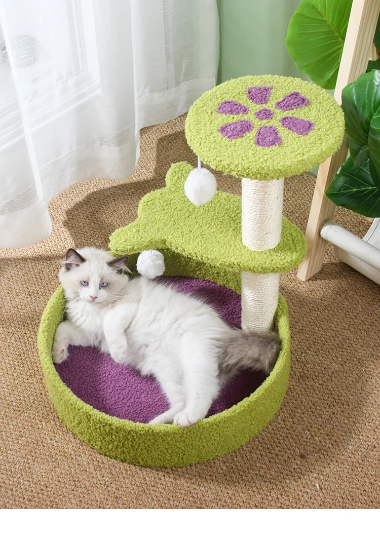 Dangling Ball Sisal Wood Fancy Cat Toys Scratcher Cat Scratching Post ...