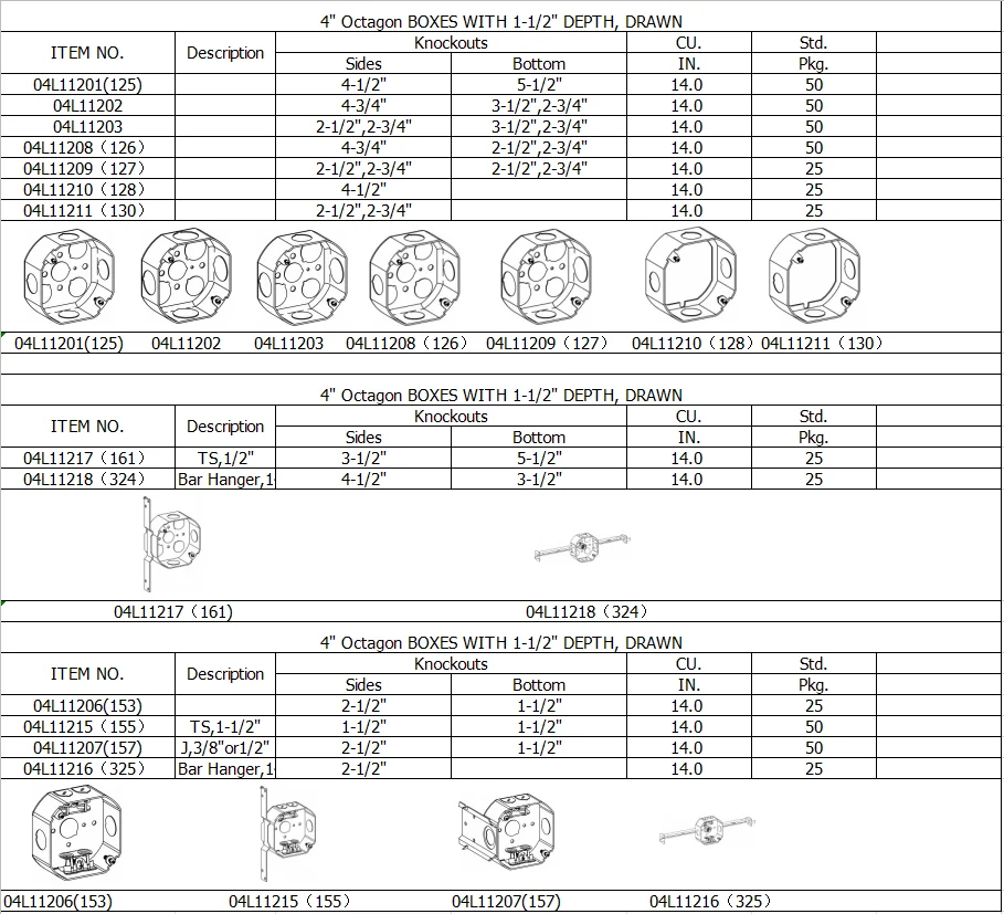 4x4 Electrical Outlet Box Octagon Steel Galvanized Steel Box - Buy ...