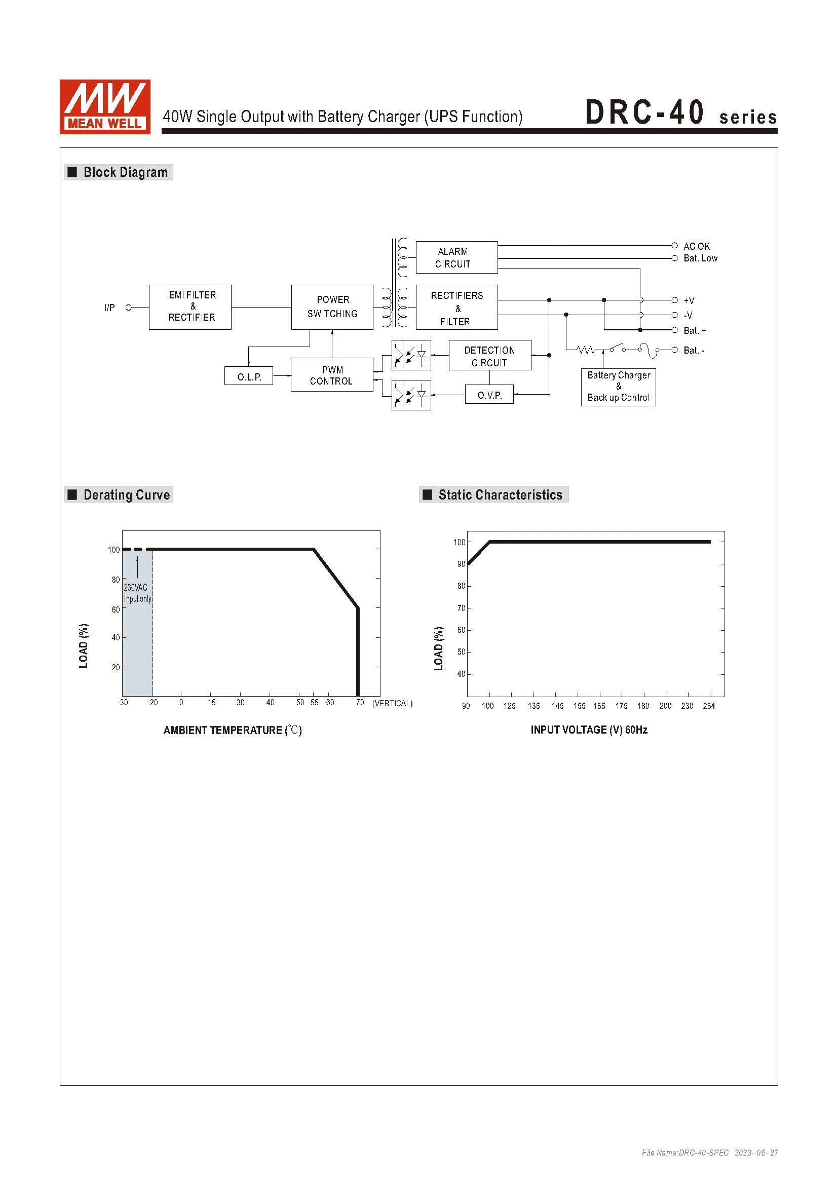 DRC-40 Switching Power Supply DRC-40A/40B Security DIN Type With UPS 40W Dual Group Output New ...