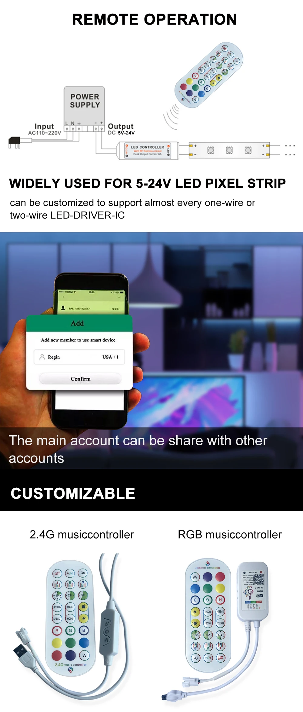 Strip Control Wifi Led Controller Led Rgb Music Controller - Buy Music ...