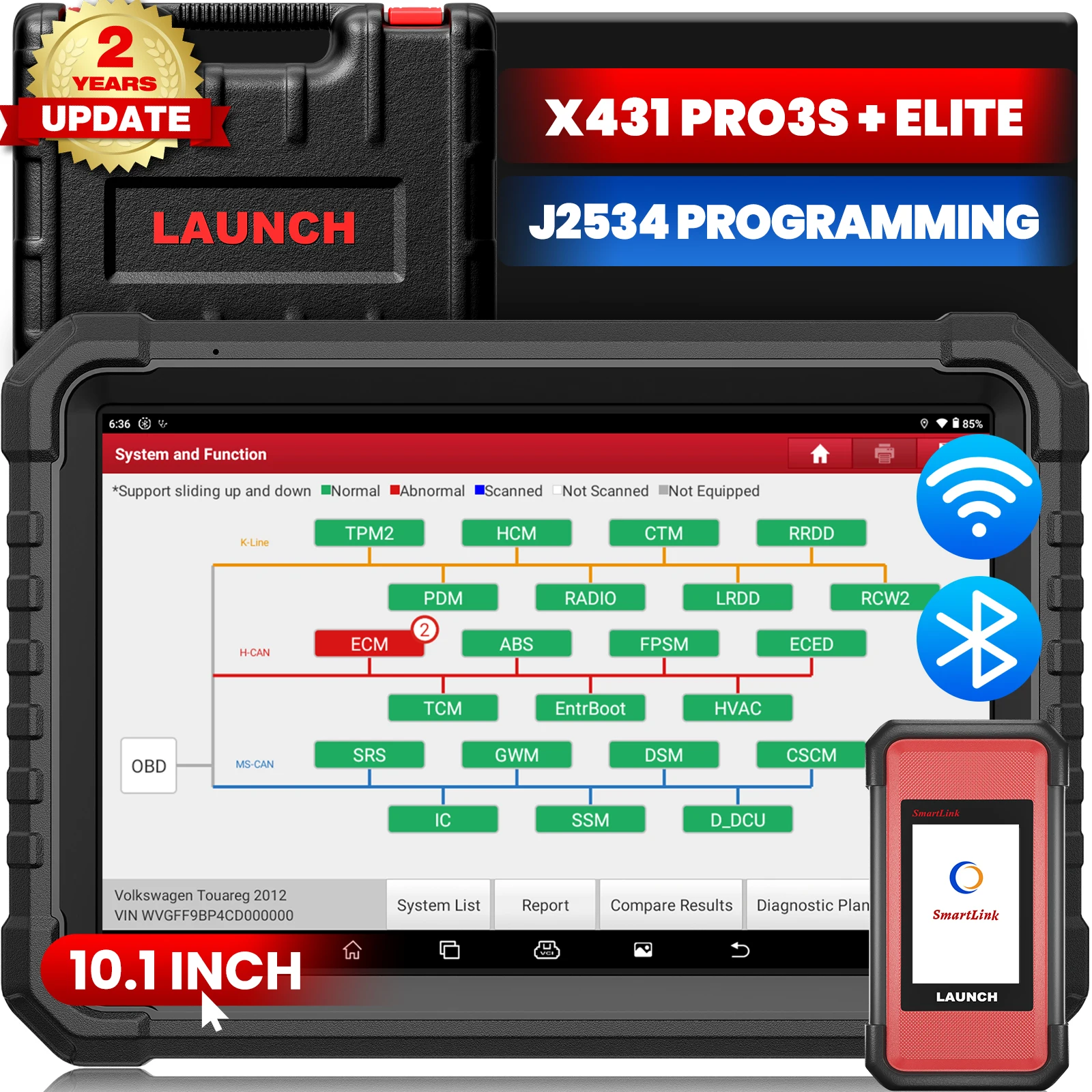 Launch X431 PRO3S+ Elite J2534 Programming Tool with ECU Coding Upgrade ...