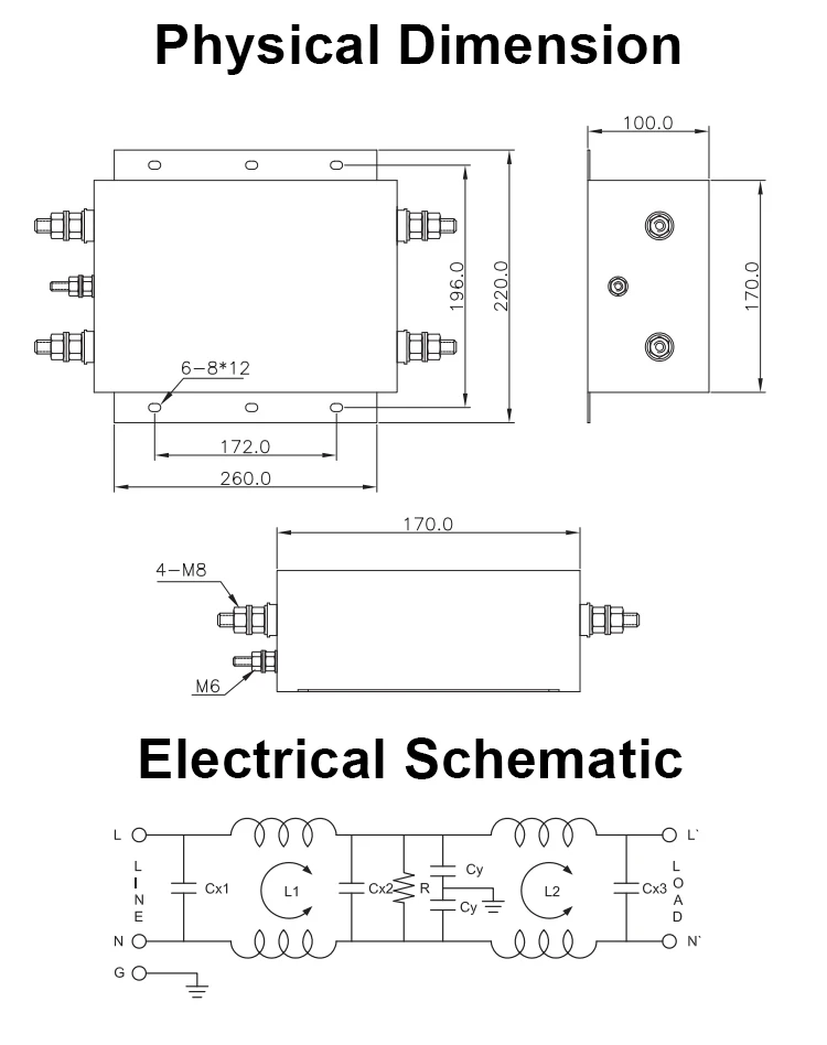 100a High Power Passive Harmonic Filter Single Phase Low Pass Emi ...