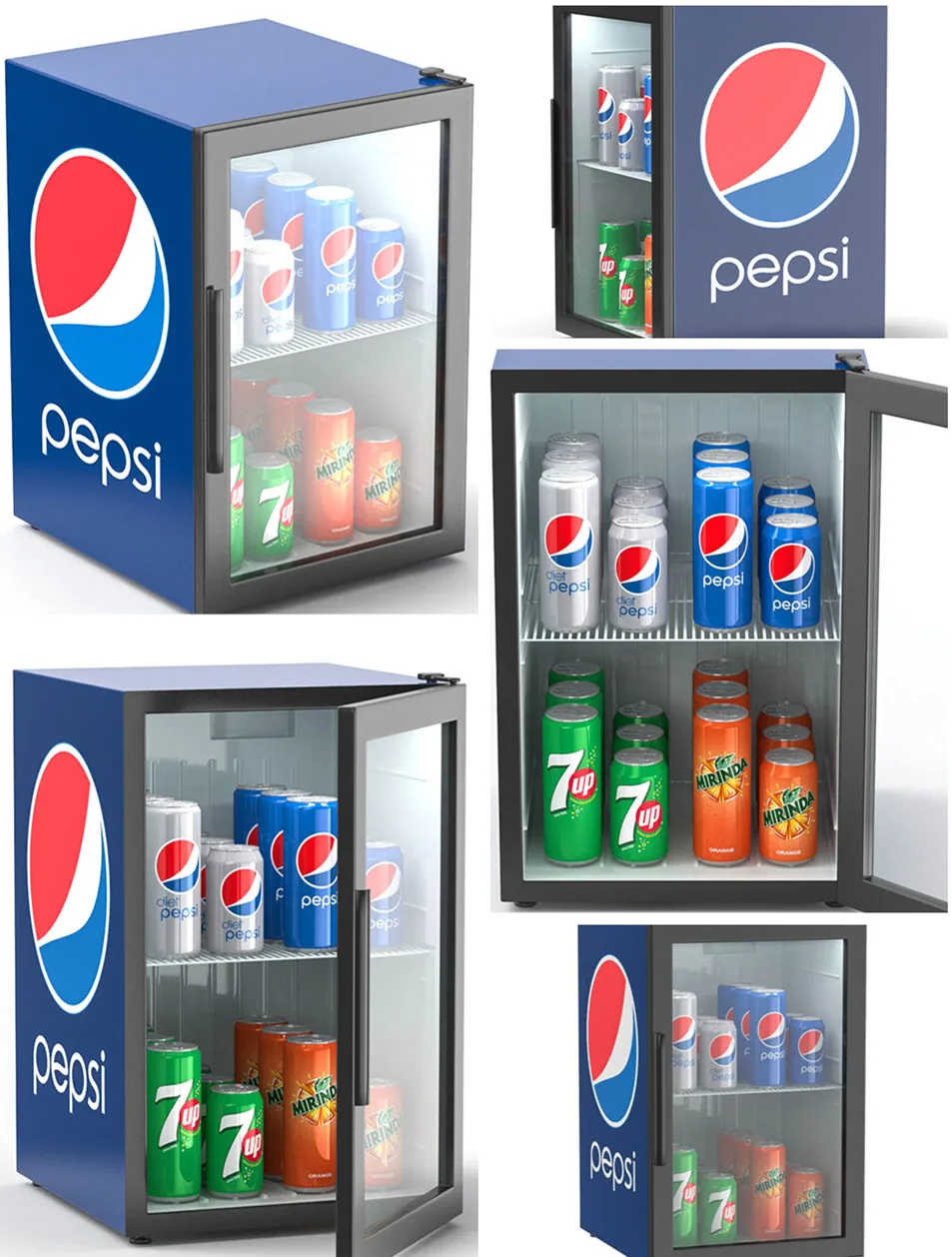Commercial Display Fridge 21L Mini Cooler with Sliding Glass Door & LED ...