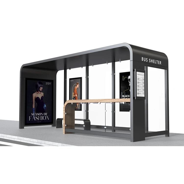 Prefabricated Luxury Modern Bus Shelter Design Smart Bus Stop Shelters ...