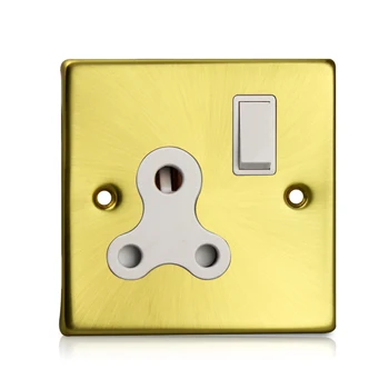 Satin Golden Range 15a 1 Gang Round-pin Socket Satin Golden Color Metal ...