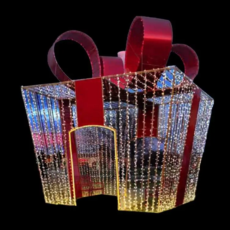 large-scale 3d LED gift box arch lights shopping mall and park garden ...