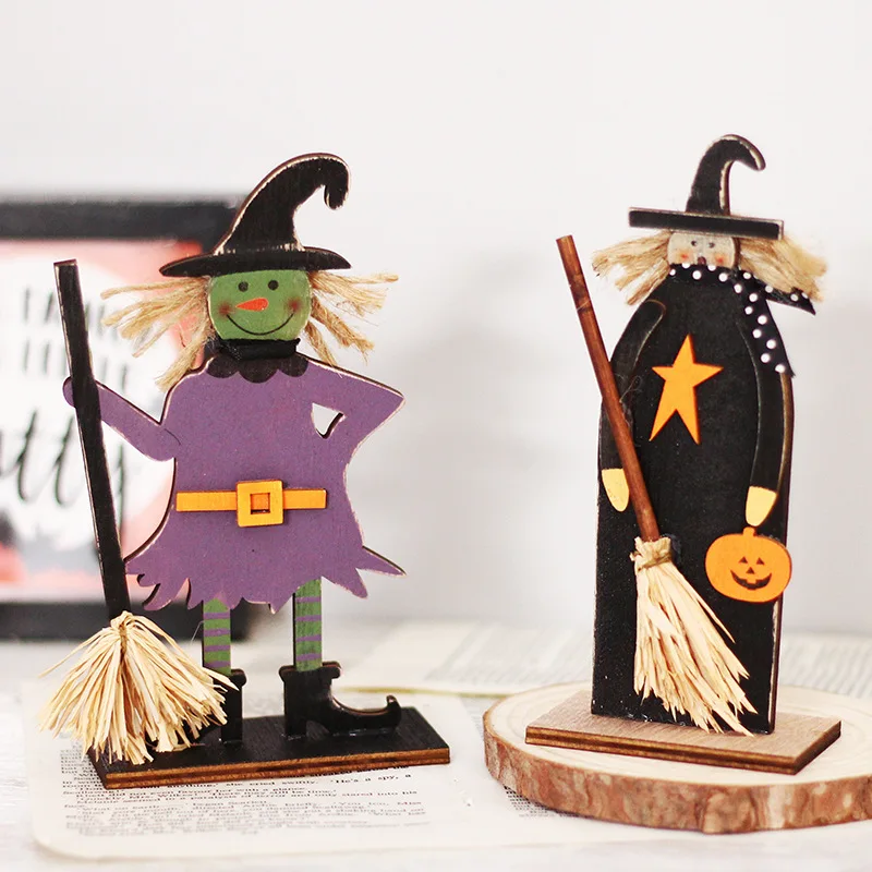 Halloween Wooden Signs Witch Ghost Ornament Decorations Numbers Shaped ...