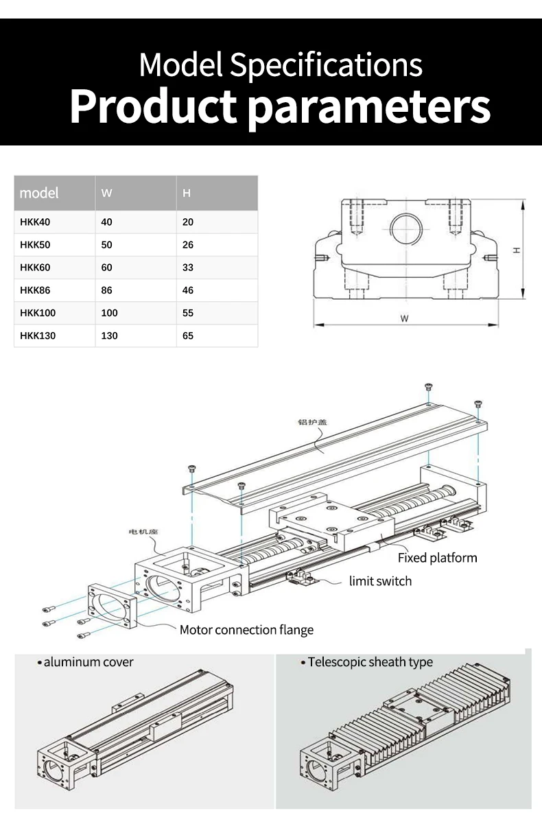 KK Ball Screw Linear Motion Guide Actuator Linear CNC Module Stroke ...