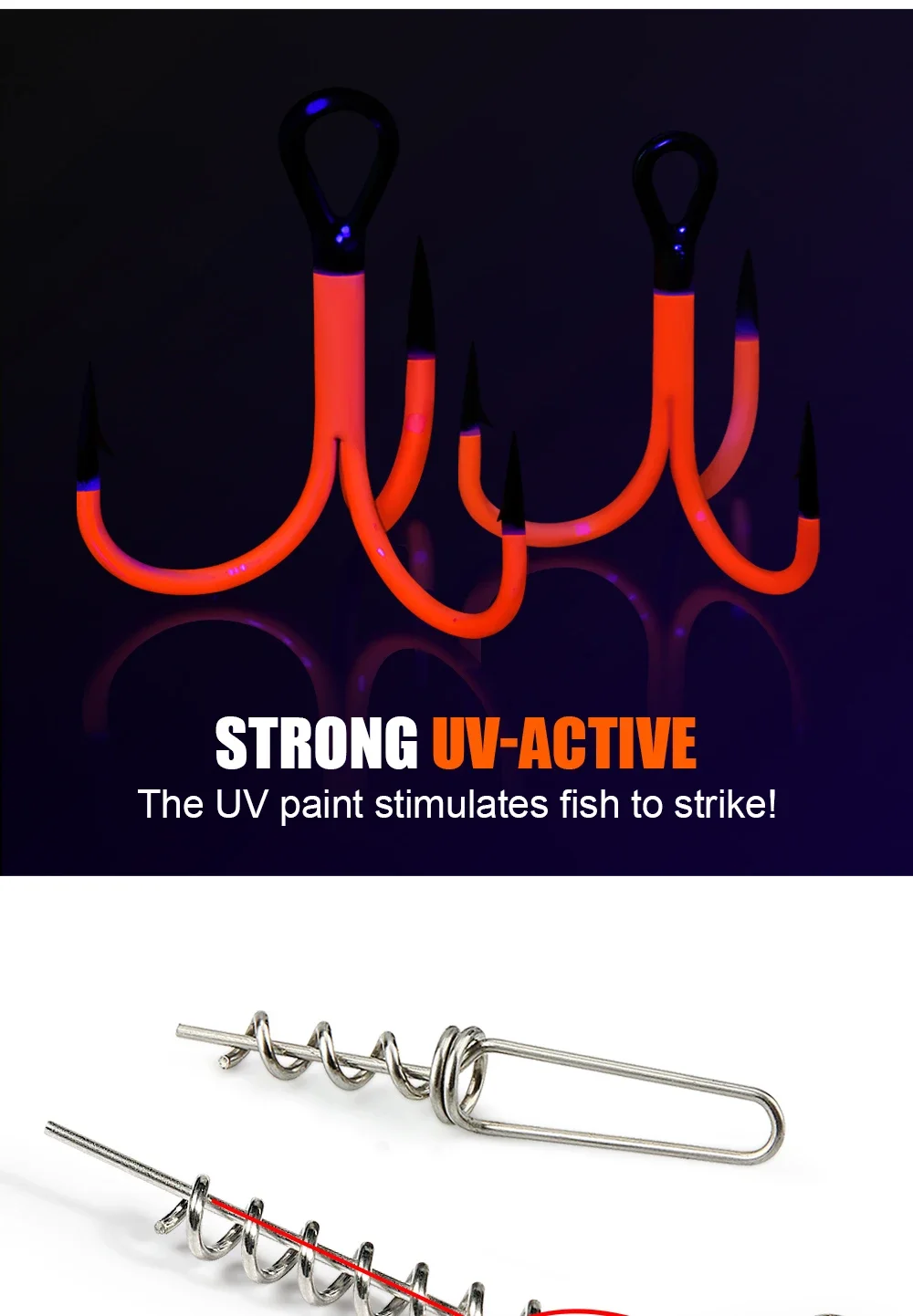 Spinpoler Flame Stinger Rig - UV Painted Treble Hooks