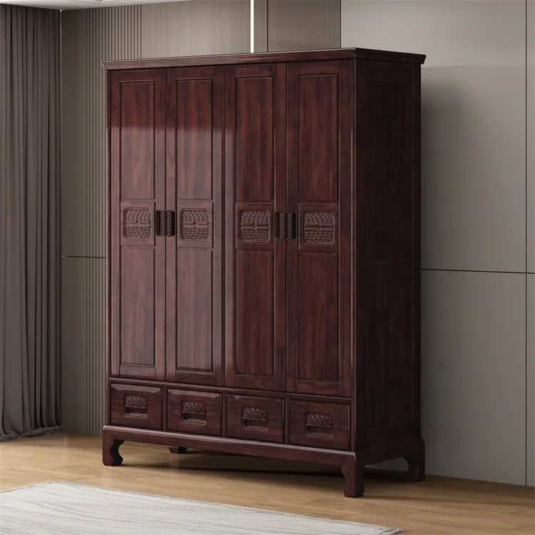 Solid Wood Wardrobe Push-pull Sliding Door Light Luxury Modern Simple ...