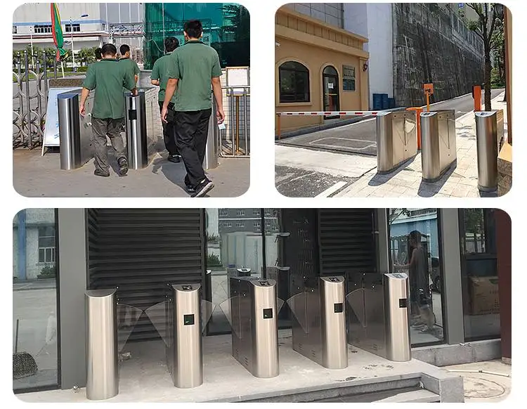 SUS304 Swing Barrier Tripod Flap Gate Waterproof Automatic Manuel RFID ...