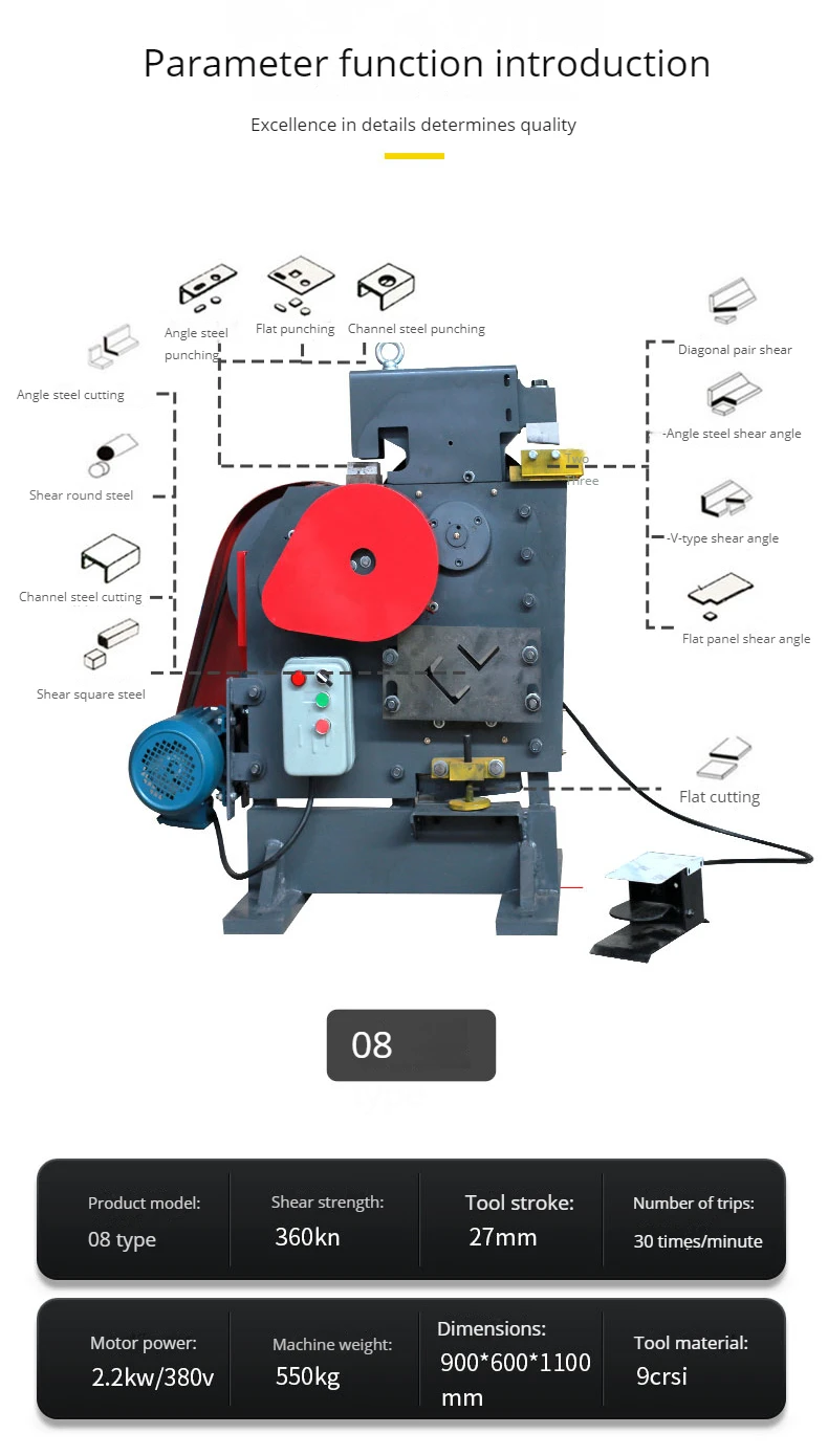 Small Mechanical Sheet Metal Steel Ironworker For Punching Shearing And ...
