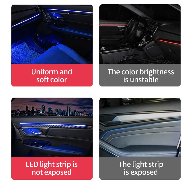 18 In 1 12v Universal Symphony/rgb App Control Ambient Decorate Car Led ...