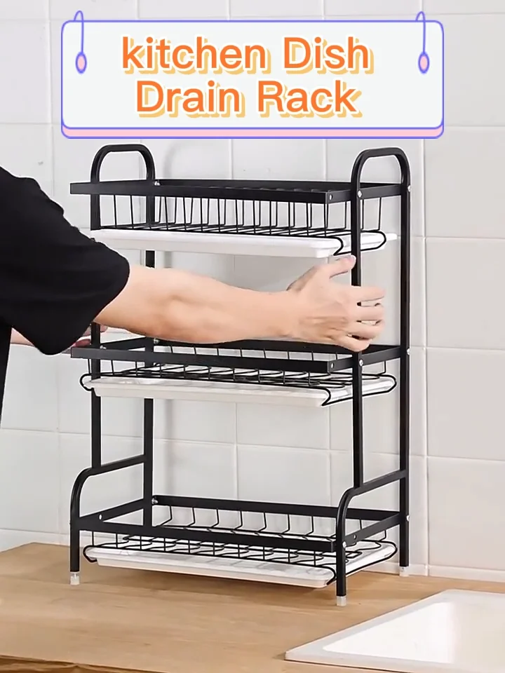 Kitchen Sink Dish Drain Rack 2 Tier Dish Drying Rack Tableware Bowl ...