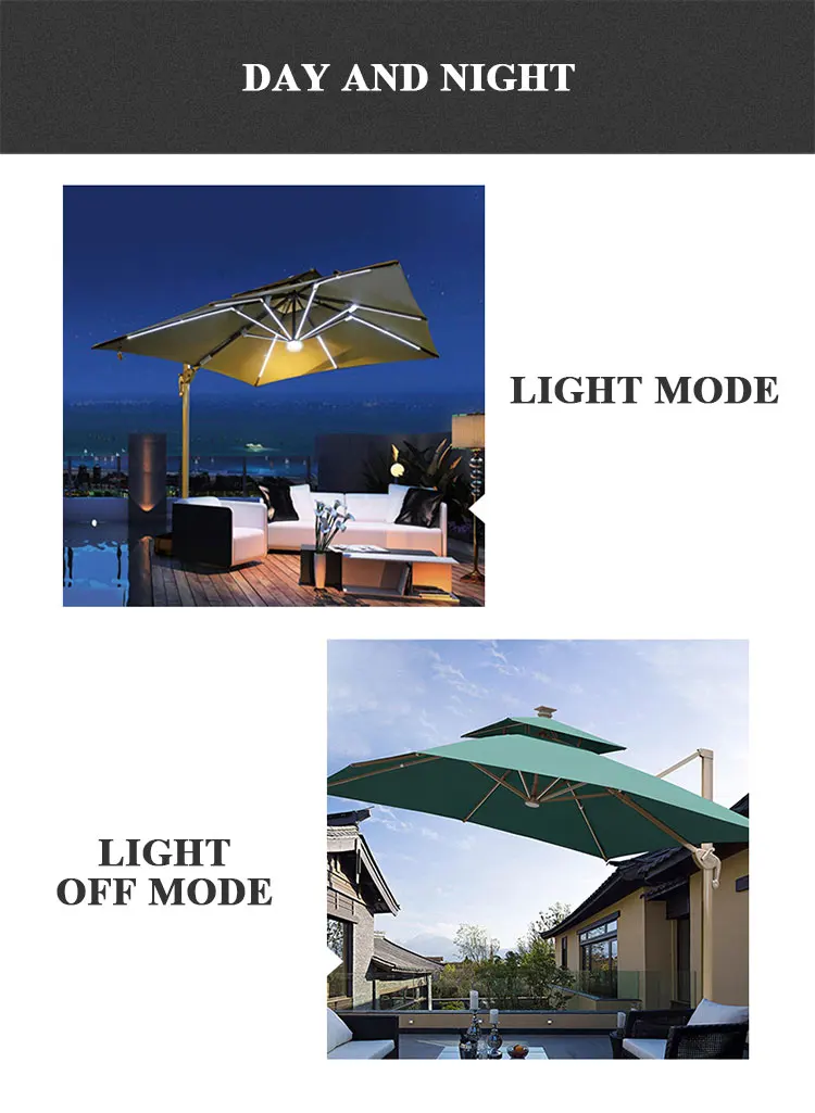 Outdoor Aluminum Handing Banana Umbrella Parasol With Crank Patio ...