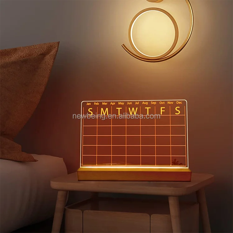 Acrylic Dry Erase Calendar Whiteboard With Illuminated Led Light Up ...
