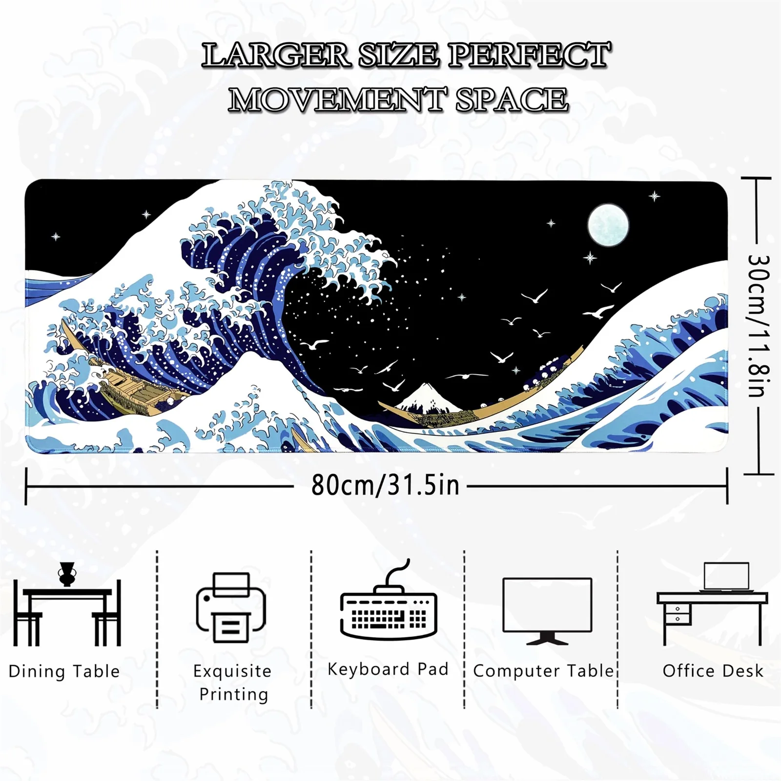Factory Direct Custom Sea Wave Big Mouse Pad Non Slip Neoprene Anime ...