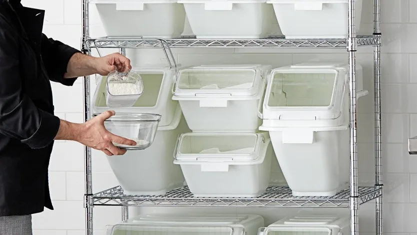 Commercial Kitchen Plastic Desktop Flour Storage Container Shelf ...