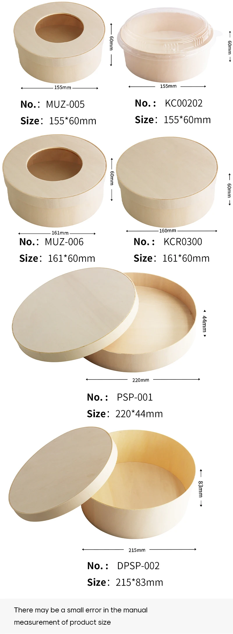 Wooden Round Take Away Food Containers - Veneer Cheese Platter