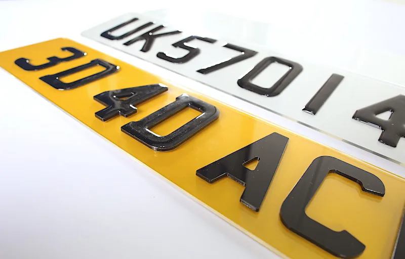 4D Acrylic Number License Plate - 3D Black Plastic Letters