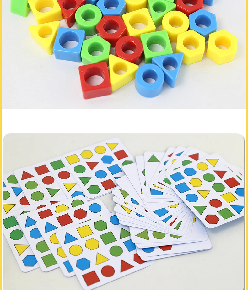 Kids Geometric Shape Color Matching Puzzle Baby Montessori Educational ...