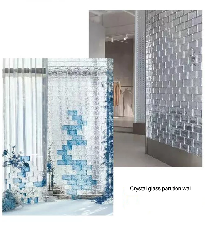 Crystal Colored Glass Solid Bricks for Bathroom Partition