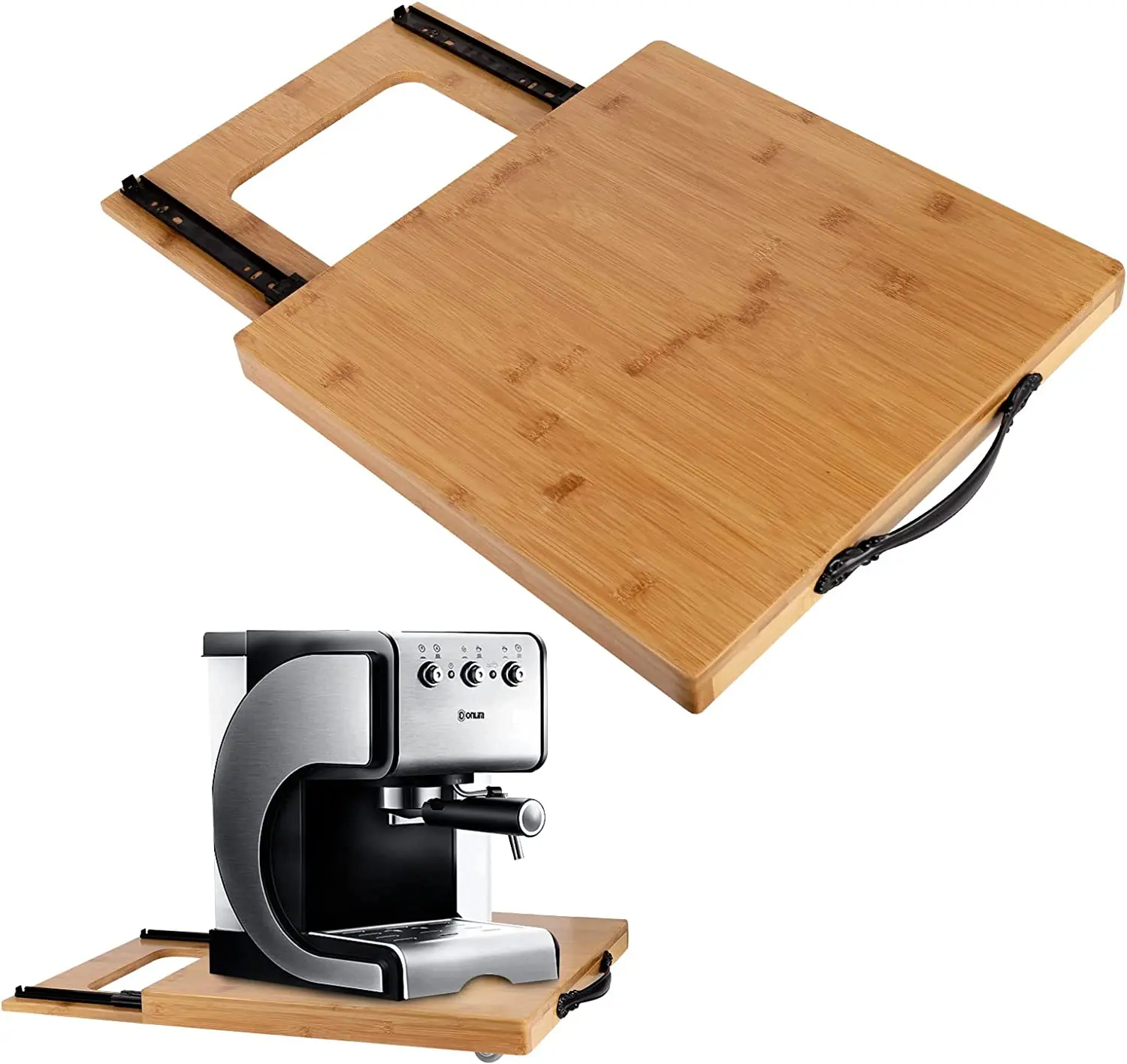 Kitchen Wood Rolling Sliding Tray For Coffee Maker Accessories Sliding ...