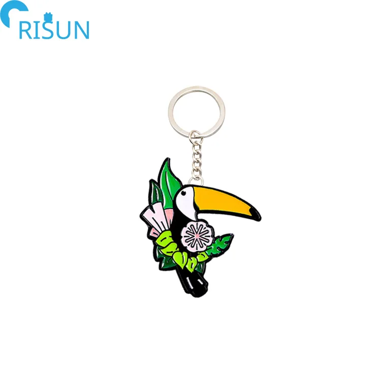 Wholesale Parakeet Feathered Enamel Keychain Llavero Custom Logo Bird ...